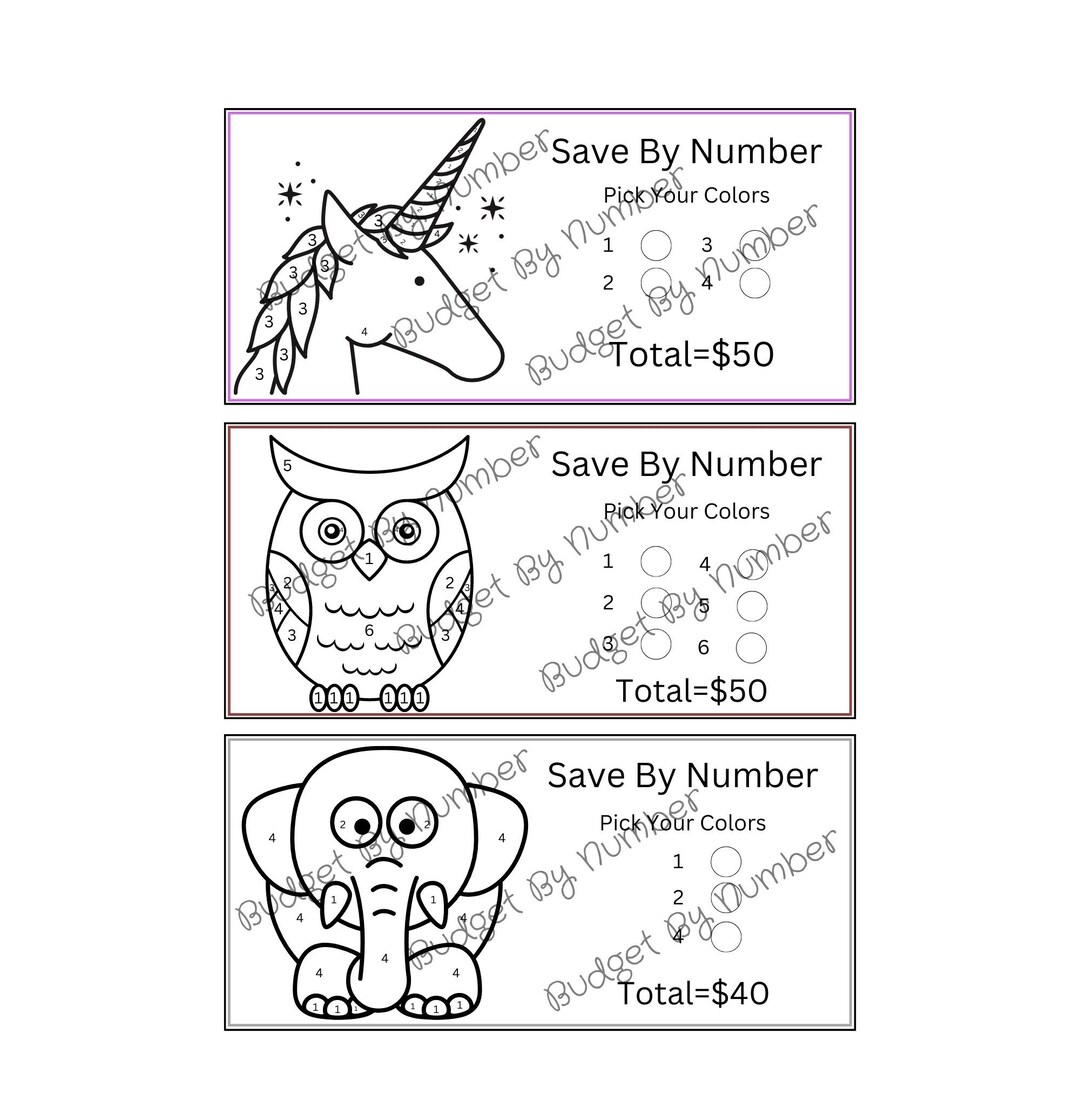 Save by Number Animal Pack - Etsy