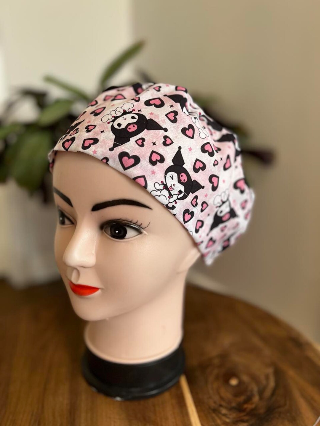 Super Cute Pink Japanese Anime Print Scrub Cap. Kitty Theme Scrub Hat ...