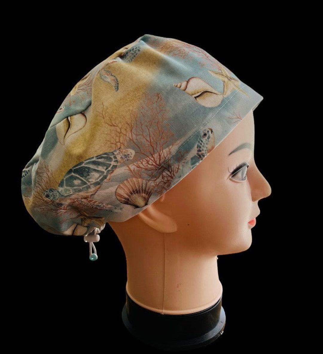 Scrub Cap Turtle and Sea Creatures Ocean Themed Scrub Hat With Shells ...