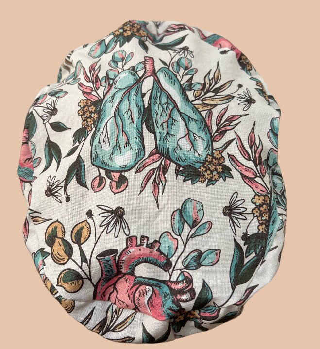 Scrub Hat for Women Floral With Internal Organs Scrub Cap, Scrub Cap ...