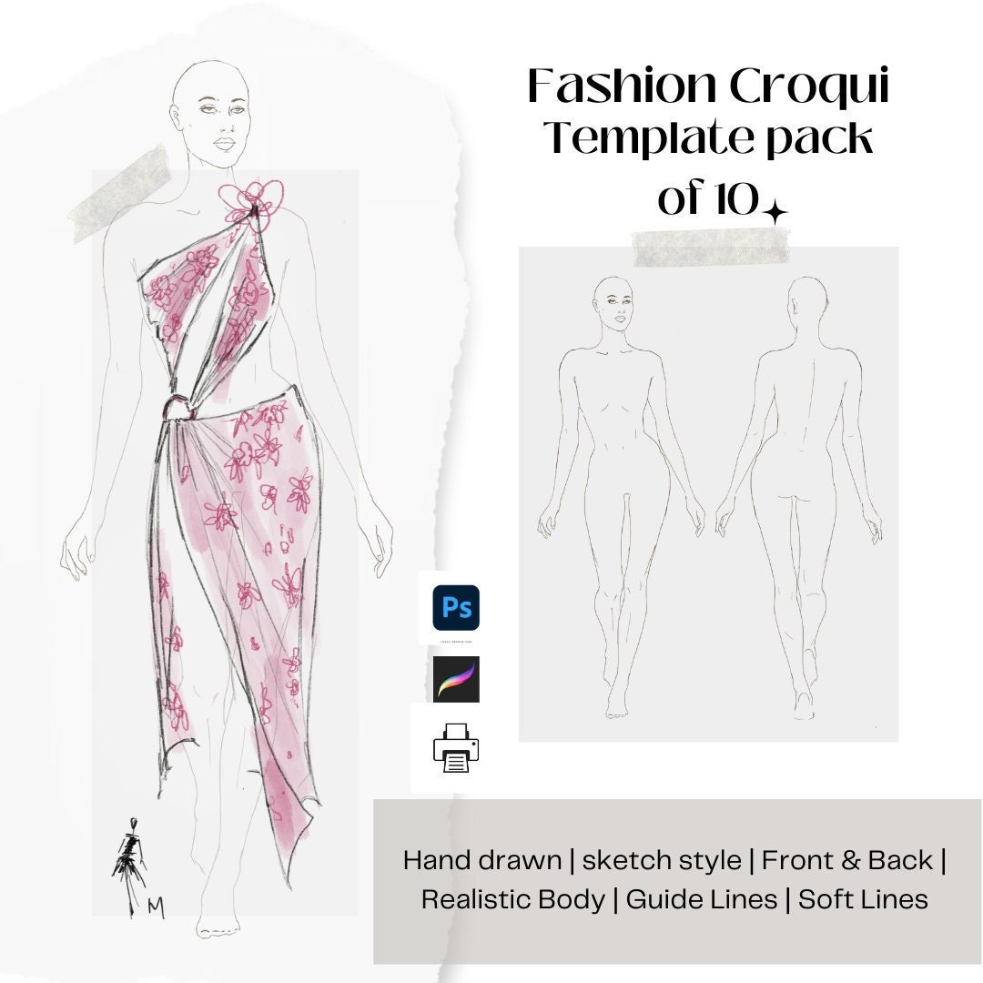 Fashion Figure Croqui/template Front and Back . Walking - Etsy