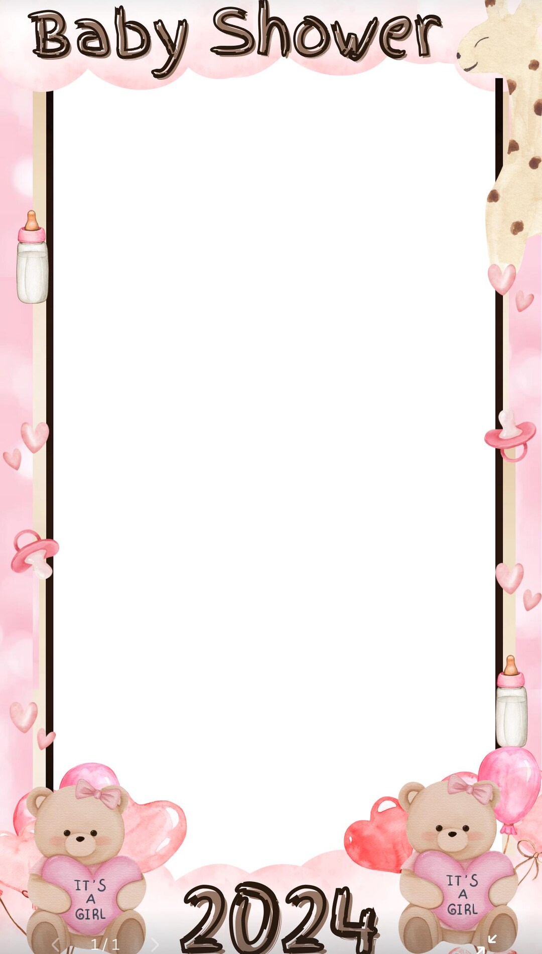 360 Photo Booth Baby Shower Overlay Backdrop Kids Children Digital Background Its A Girl Its A ...