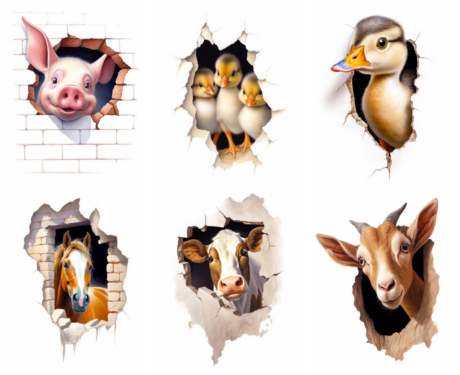 3d Farm Animal Clipart, Wall Art Quality, 15 Images, Commercial License ...