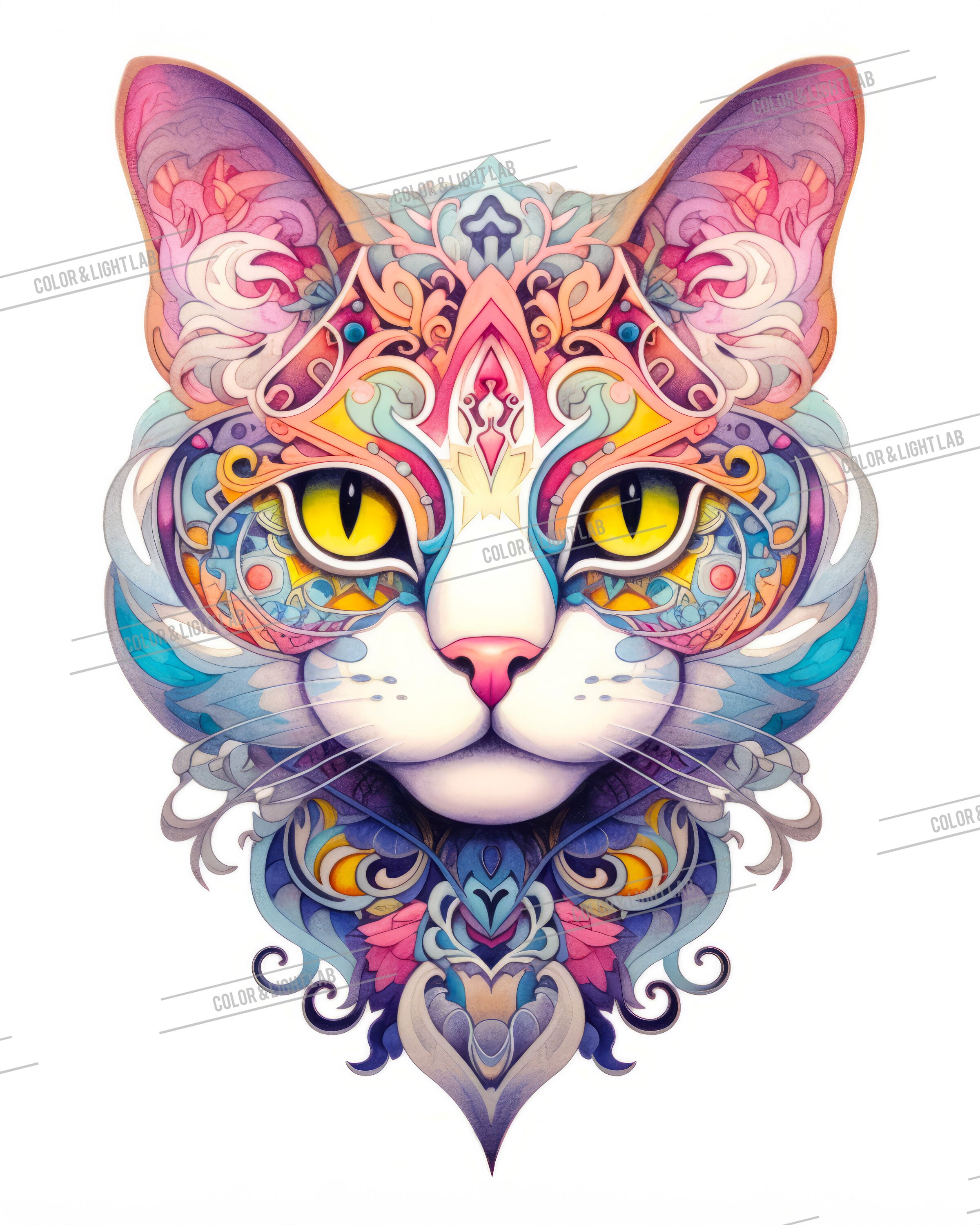 Colorful Cat Clipart Wall Art Quality 15 Images Commercial - Etsy