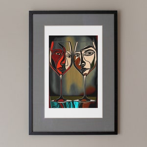Wine Glass Wall Art in the Style of Picasso | Digital Download ...