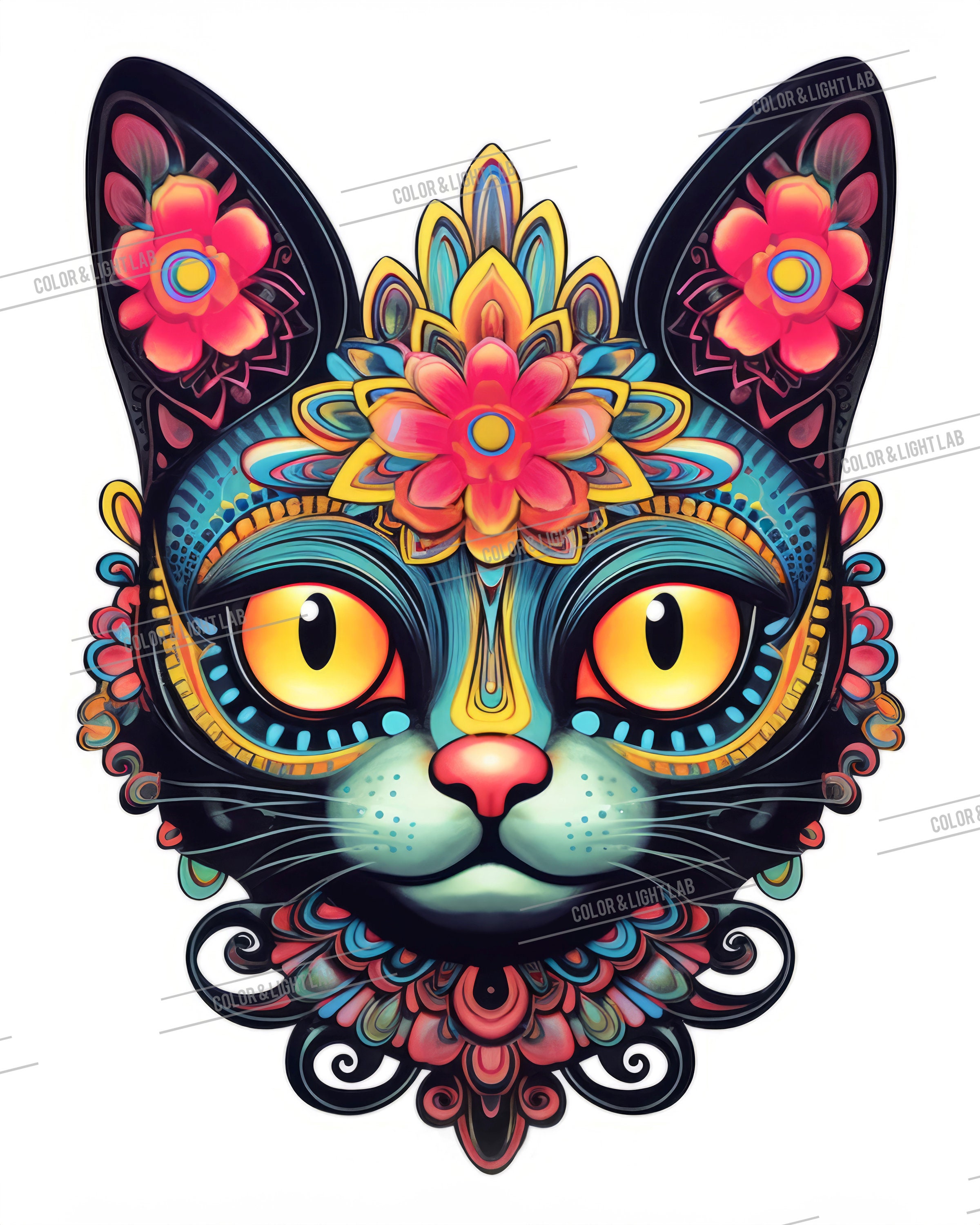 Colorful Cat Clipart Wall Art Quality 15 Images Commercial - Etsy