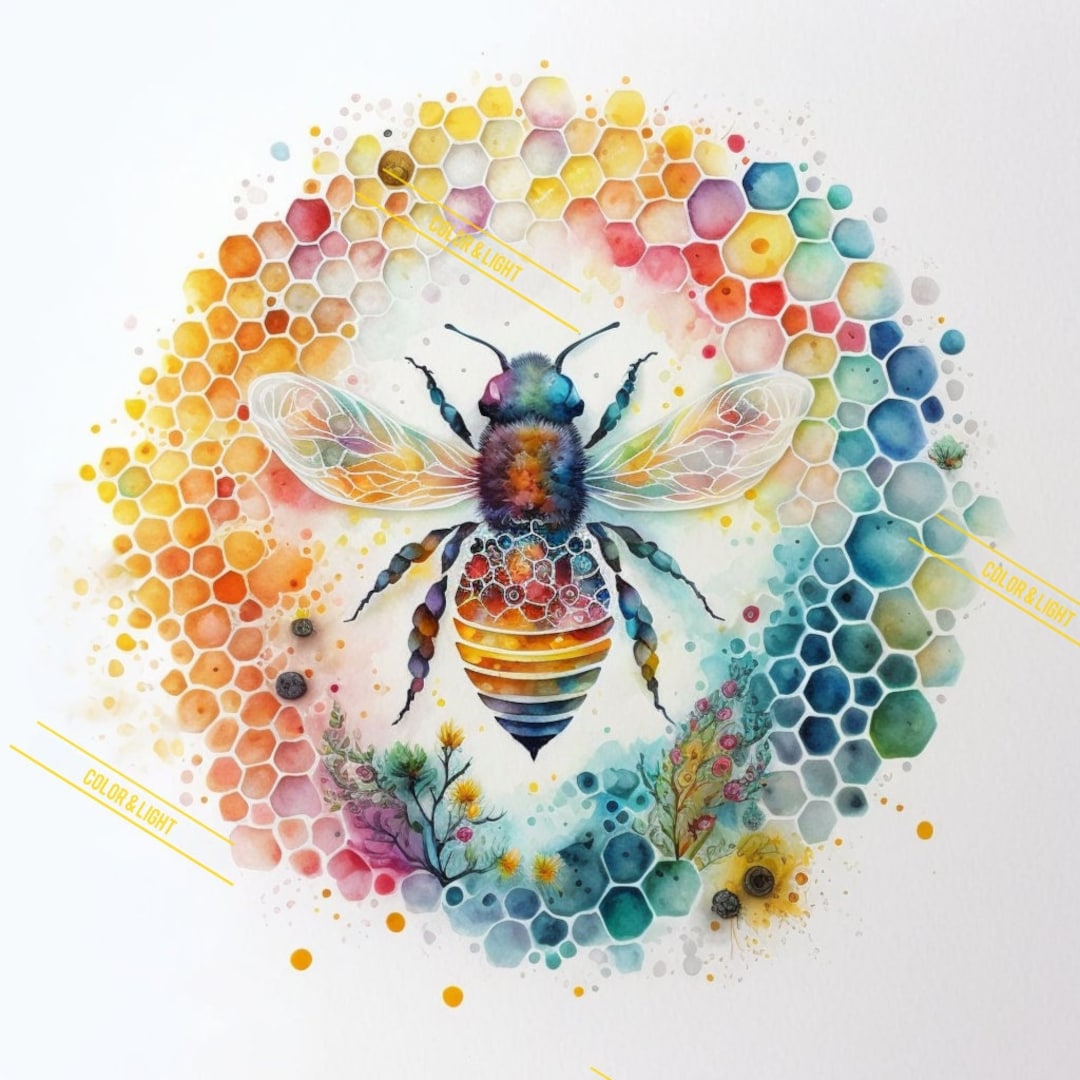 Bee Art | Bumble Bee Watercolor | Digital Download | Colorful Art ...