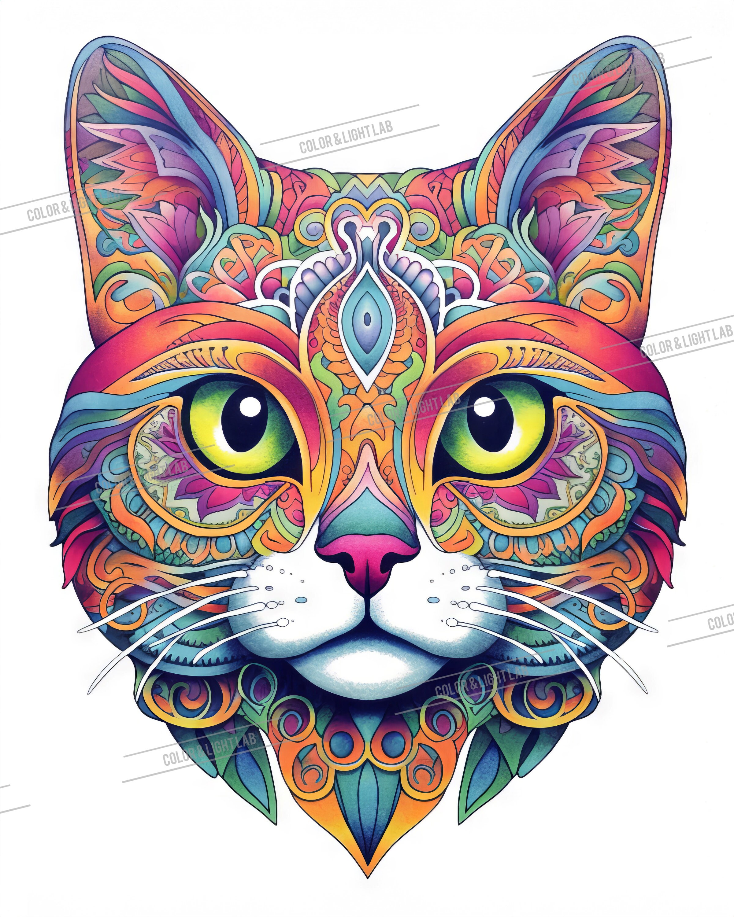 Colorful Cat Clipart Wall Art Quality 15 Images Commercial - Etsy