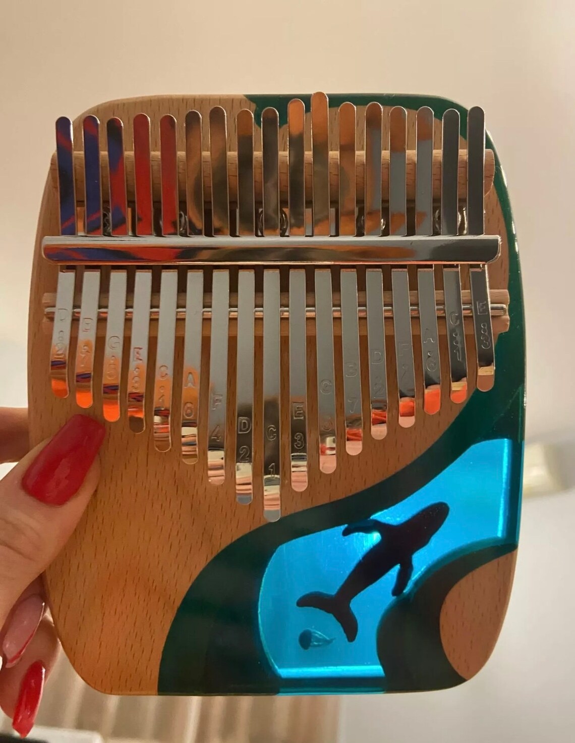Kalimba Thumb Piano Musical Instrument. 17 Key Instrument With Ocean ...