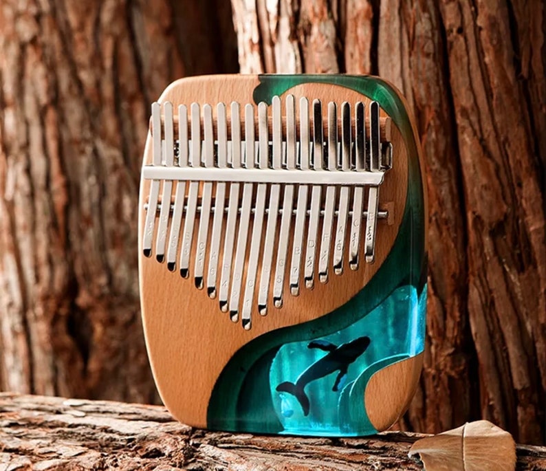 Kalimba Thumb Piano Musical Instrument. 17 Key Instrument With Ocean ...