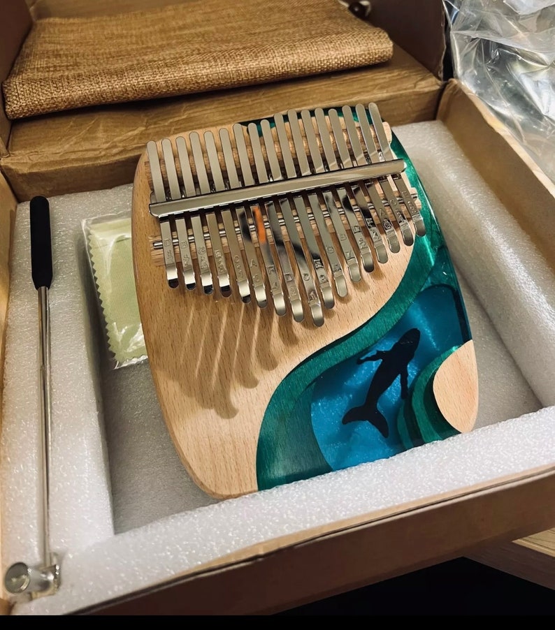 Kalimba Thumb Piano Musical Instrument. 17 Key Instrument With Ocean ...