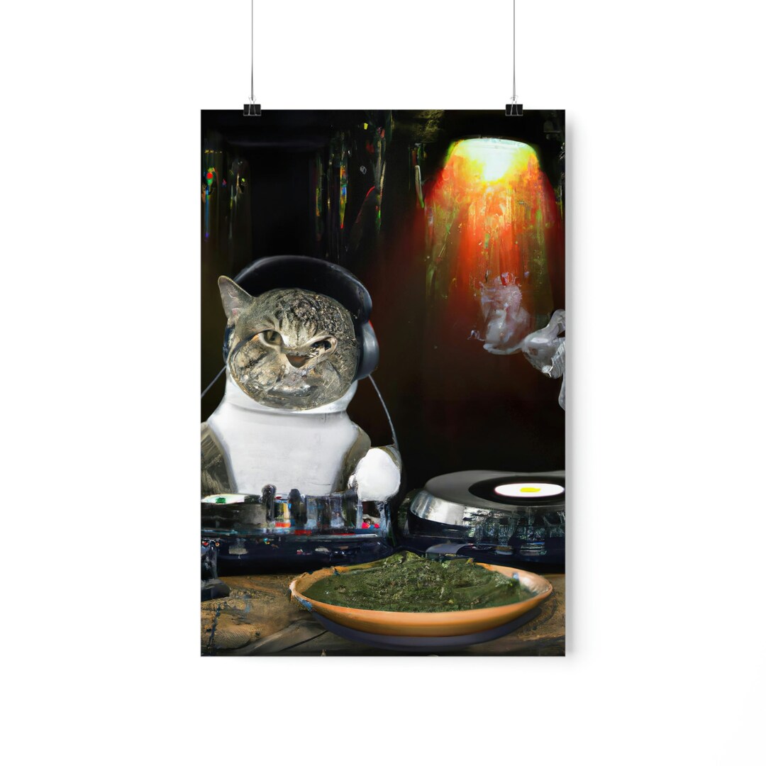 Cat Poster Animal Poster White Cat Poster Cannabis Poster Marijuana ...