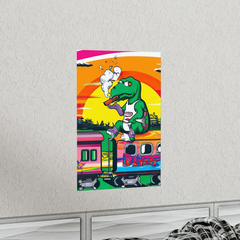 Dinosaur Poster Extinct Art Wall Art Colorful Poster - Etsy