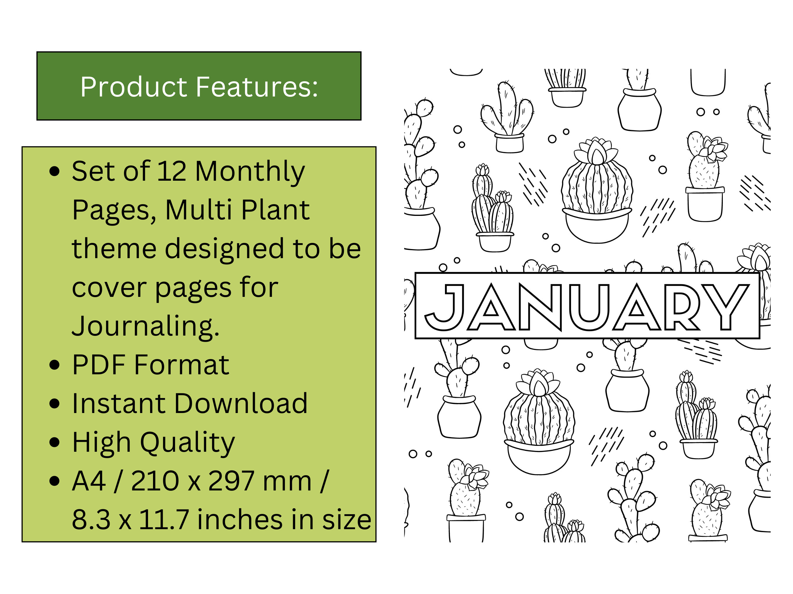 2024 Bullet Journal Monthly Cover Pages *multi Plant* - Etsy