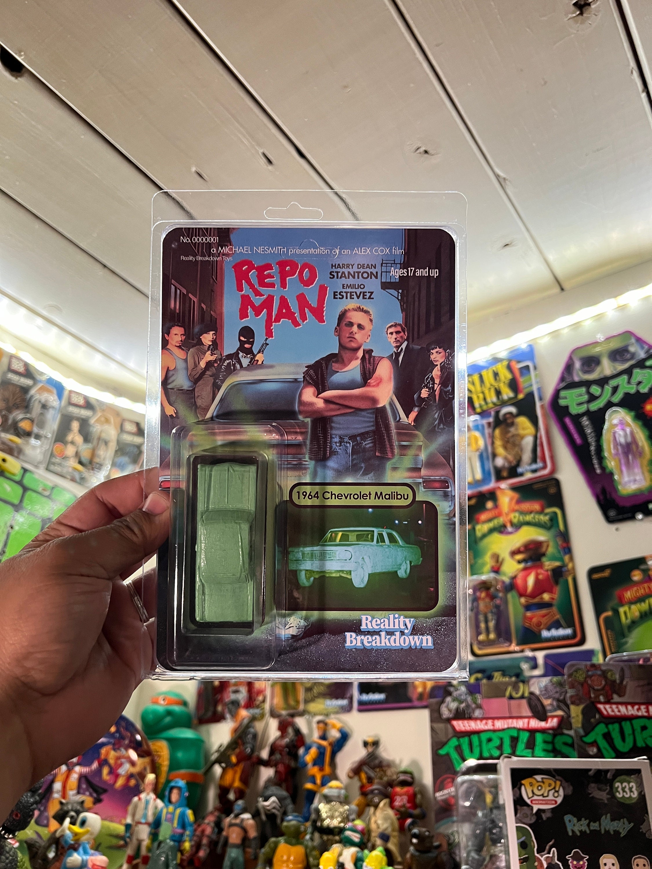 Repo Man 1964 Chevy Malibu Action Figure Hot Wheels Car Toy Glow in the ...