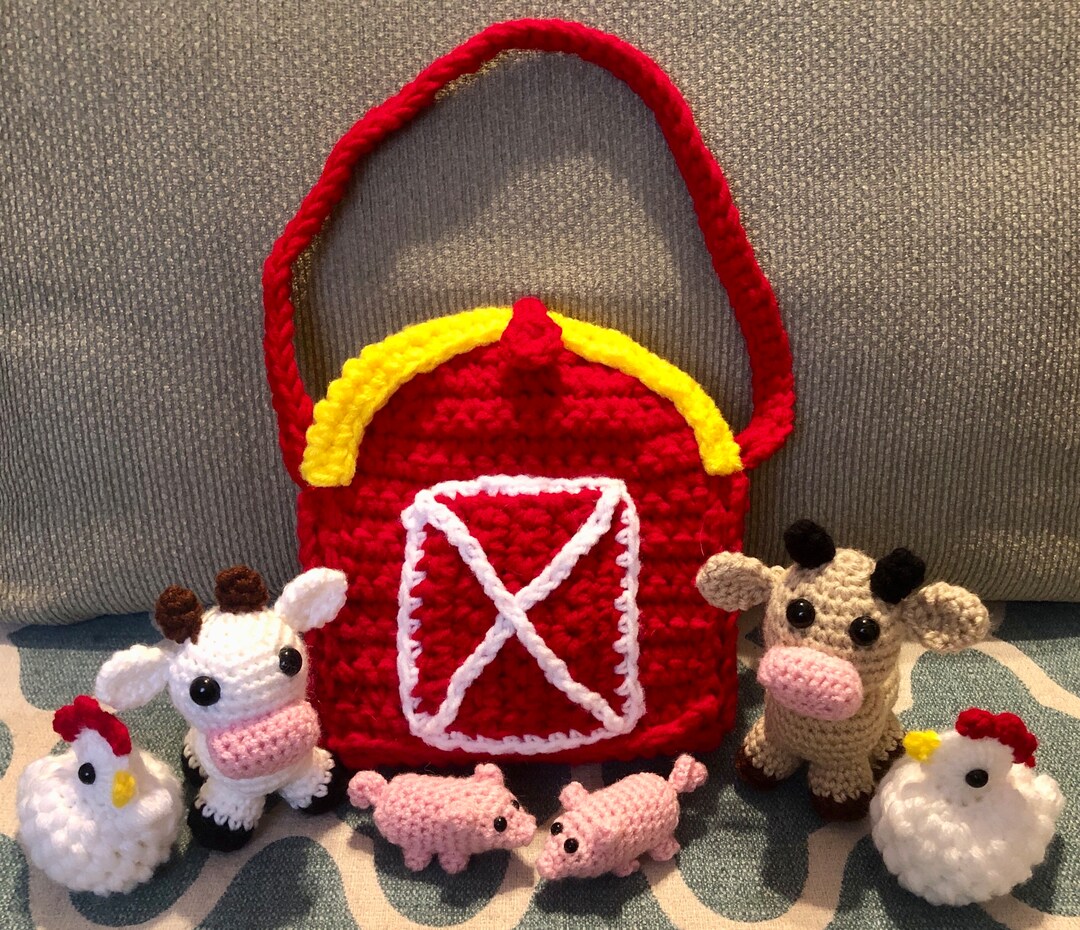 Crochet Barn Carry Bag With Amigurumi Cow Chicken Piglet - Etsy