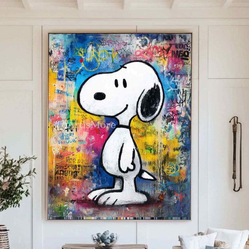 Snoopy canvas abstract wall art - Etsy México