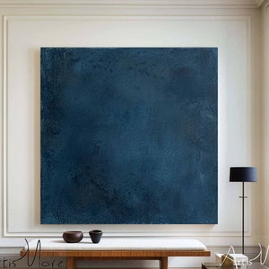 Blue Abstract Texture Painting: Modern Minimalist Wall Art - Etsy