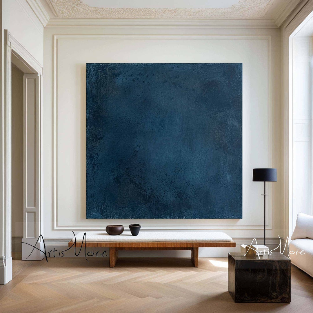 Blue Abstract Texture Painting: Modern Minimalist Wall Art - Etsy