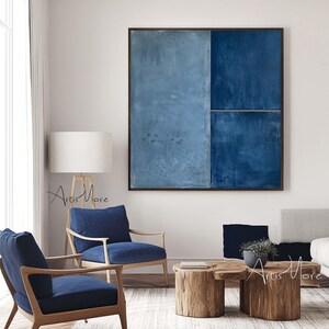 Minimalist Blue Texture Canvas Painting: Modern Abstract Wall Decor - Etsy