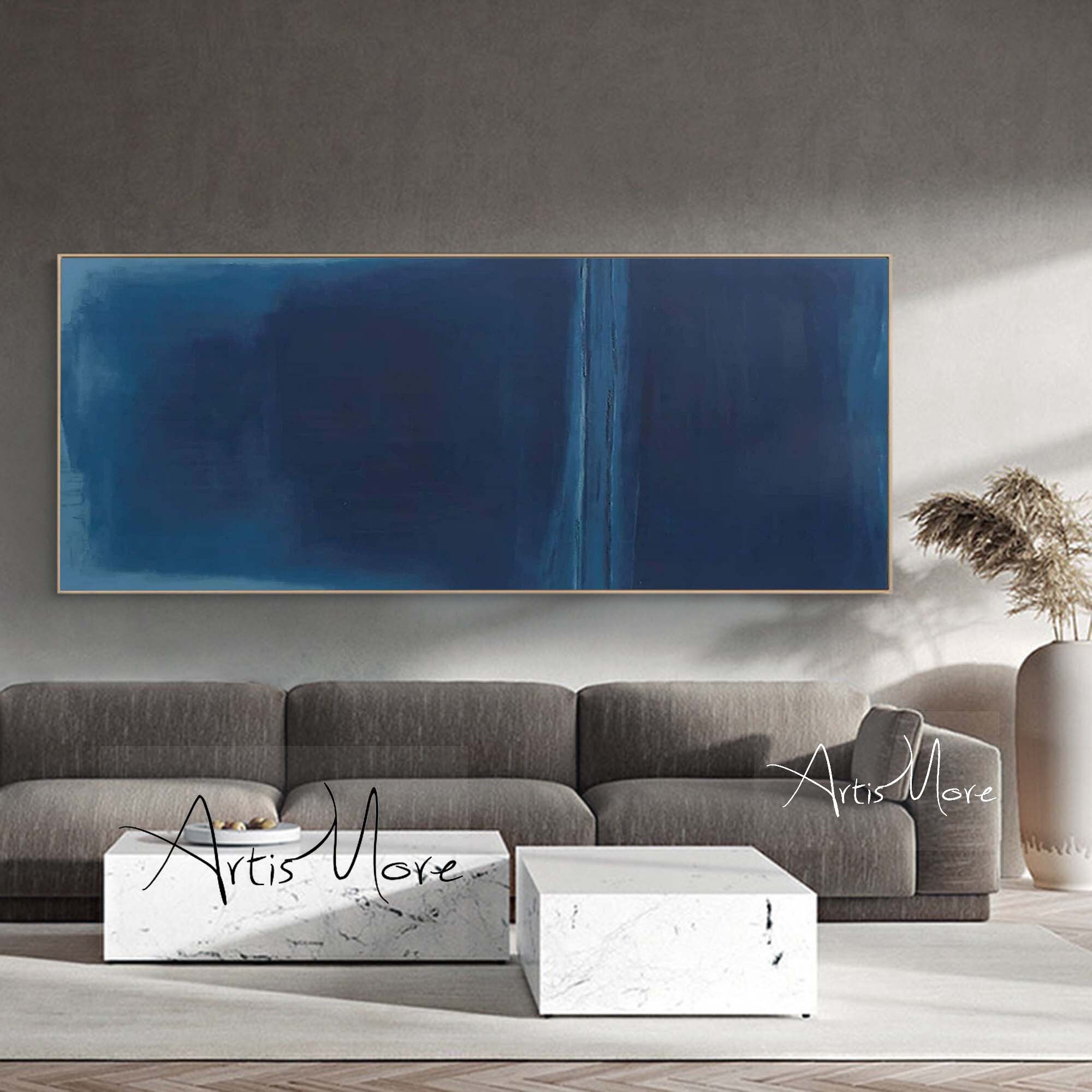 Large Blue Texture Wall Art Blue Abstract Painting on Canvas Navy Blue Texture Painting Nordic ...