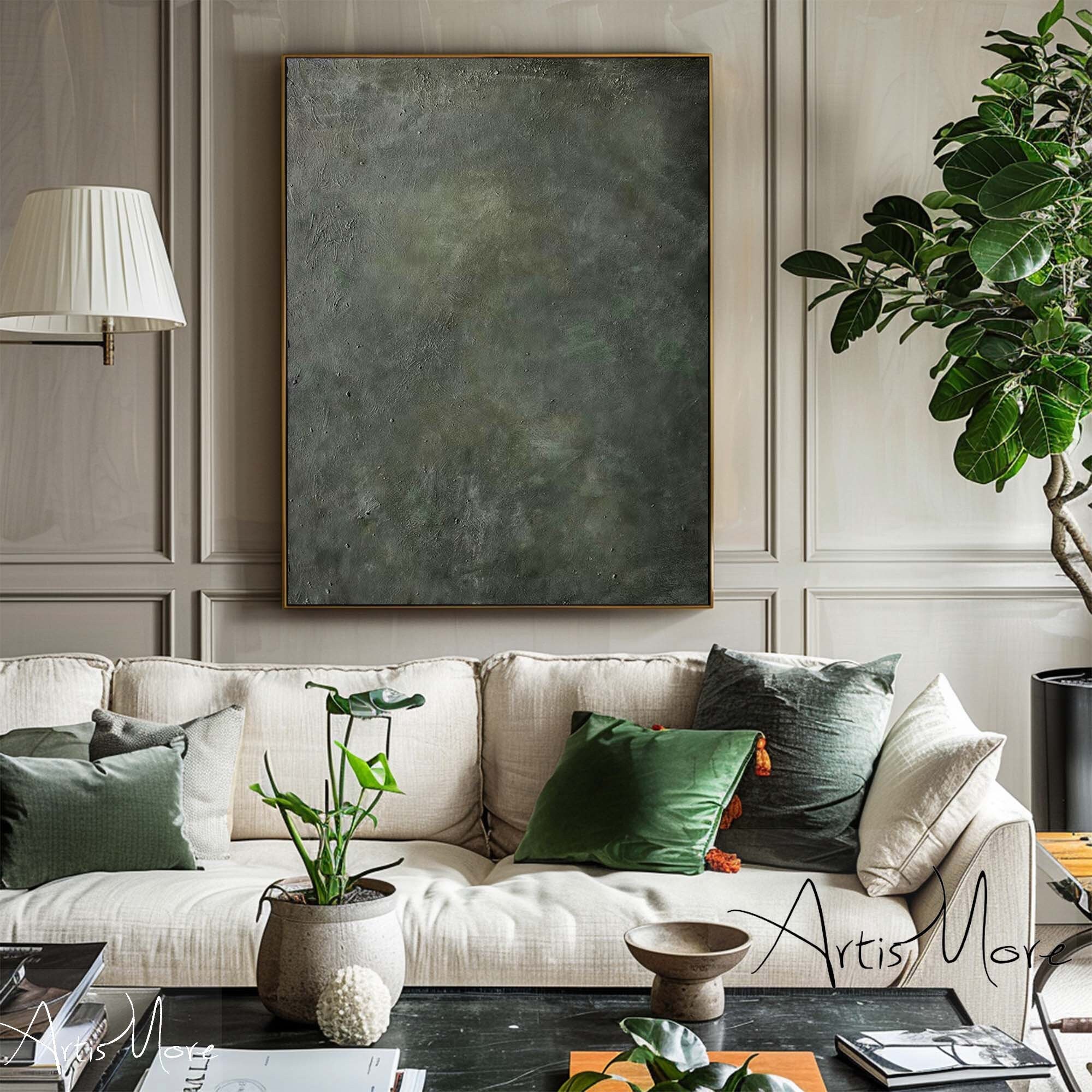 Green Abstract Wall Art Green Texture Painting on Canvas Large Texture ...