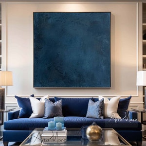 Blue Abstract Texture Painting: Modern Minimalist Wall Art - Etsy
