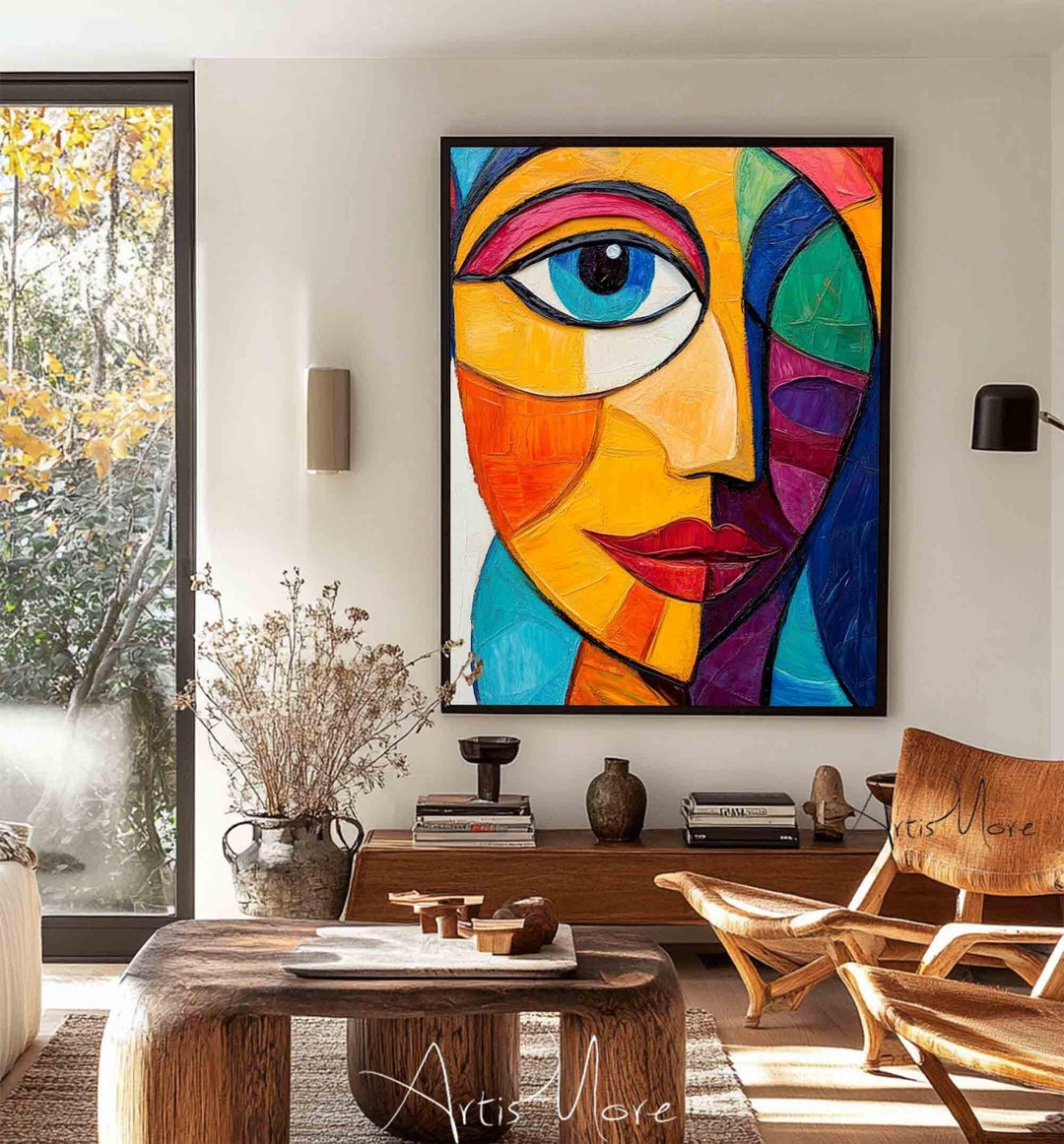 Original Woman Painting Abstract Woman Face Art Colorful Female Figure ...