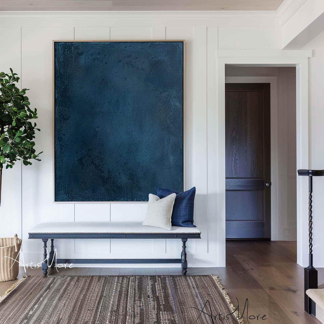Blue Abstract Painting Dark Blue Oil Painting Contemporary Abstract ...