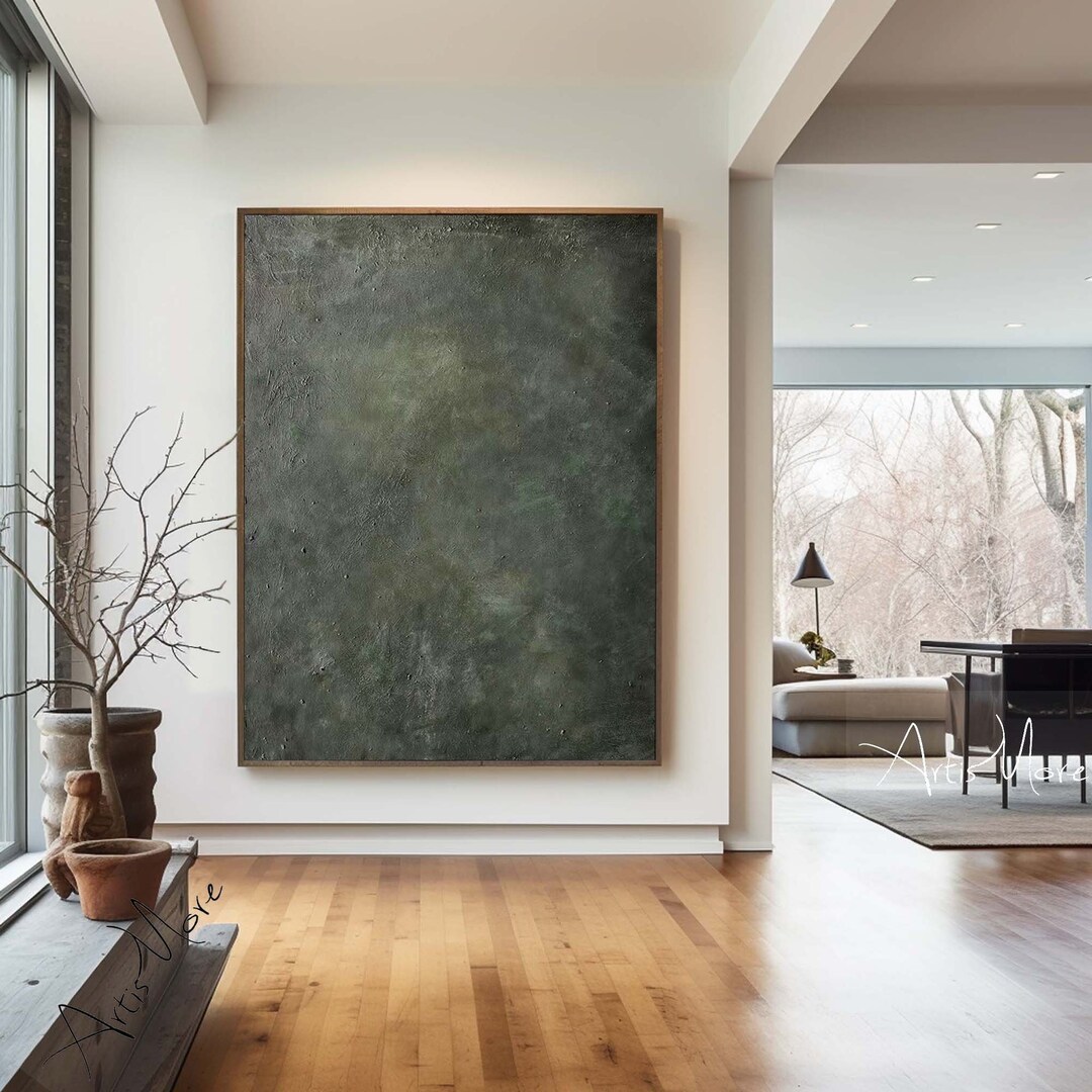 Green Abstract Wall Art Green Texture Painting on Canvas Large Texture ...