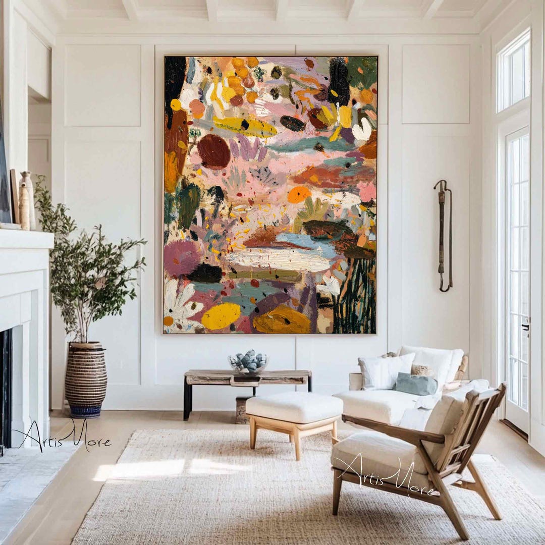 Abstract Floral Landscape Painting Large Textured Canvas Wall Art ...