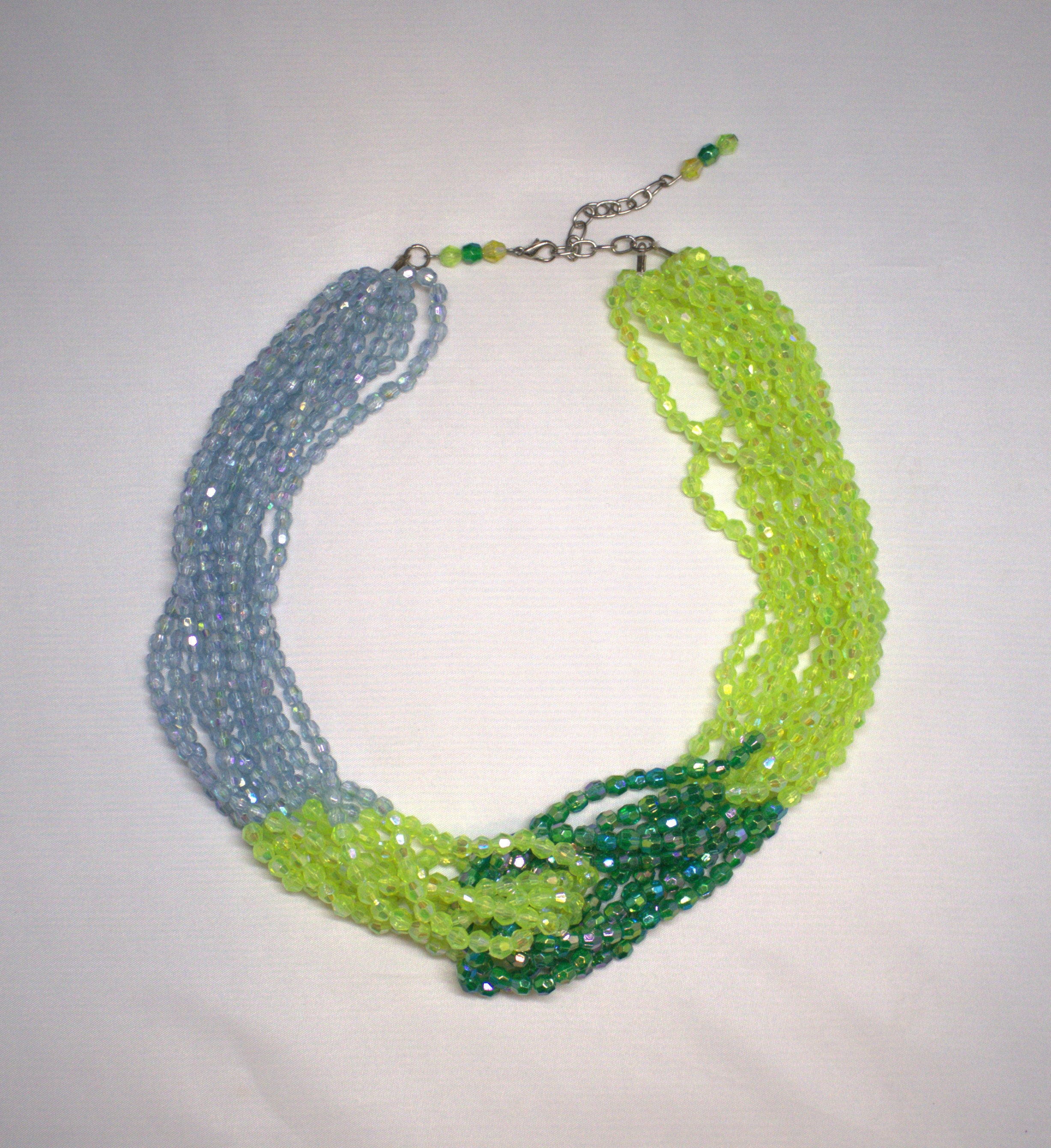 Multi Strand Bead Necklace,black, Green, Lime Green and Blue Beads ...