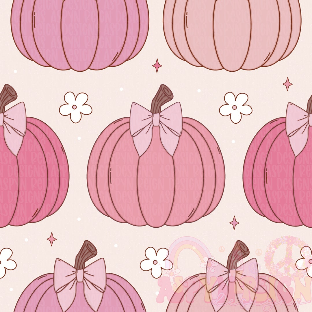 Pink Pumpkins With Bows Fall Seamless Files Autumn Seamless File ...