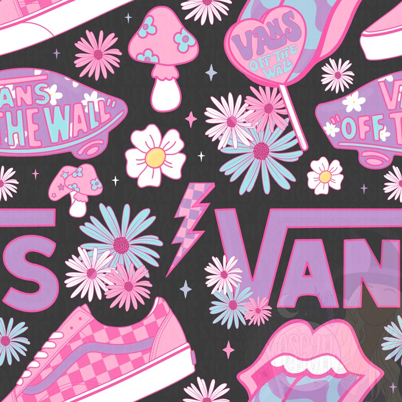 Black Vans Girly Seamless Files Repeating File Seamless Pattern Fabric ...