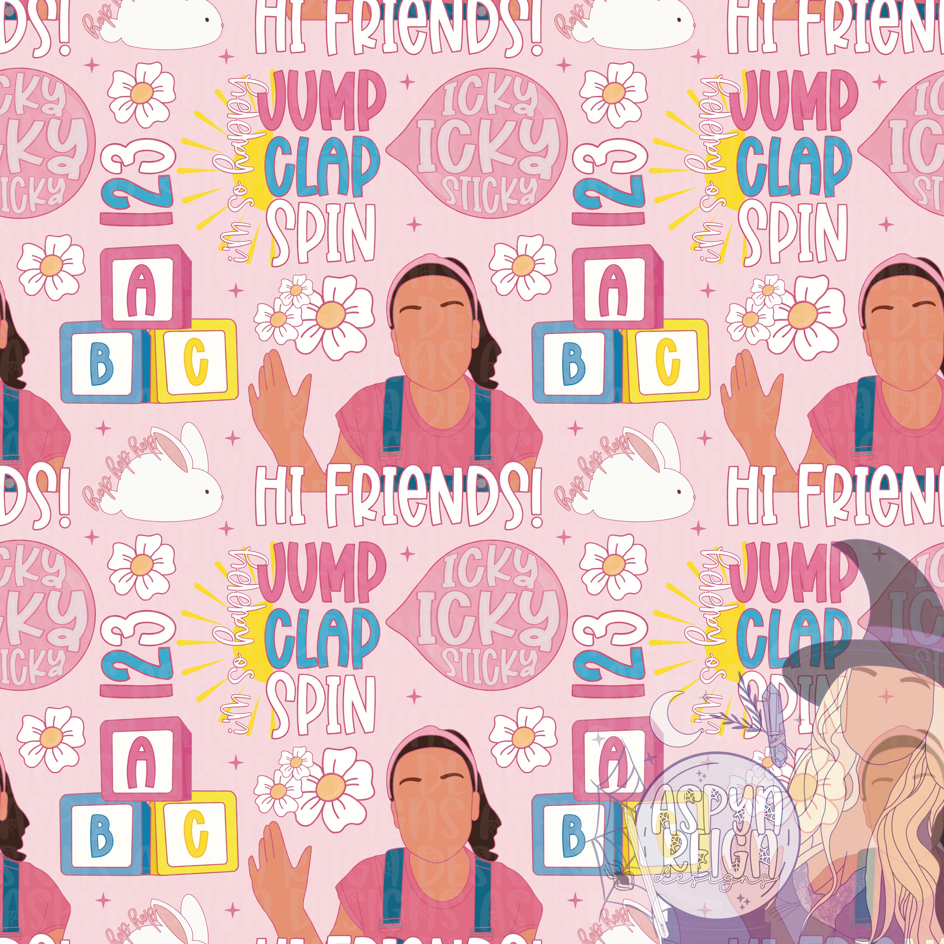 Hi Friends Character Seamless Files Ms Rachel Seamless Repeating File ...