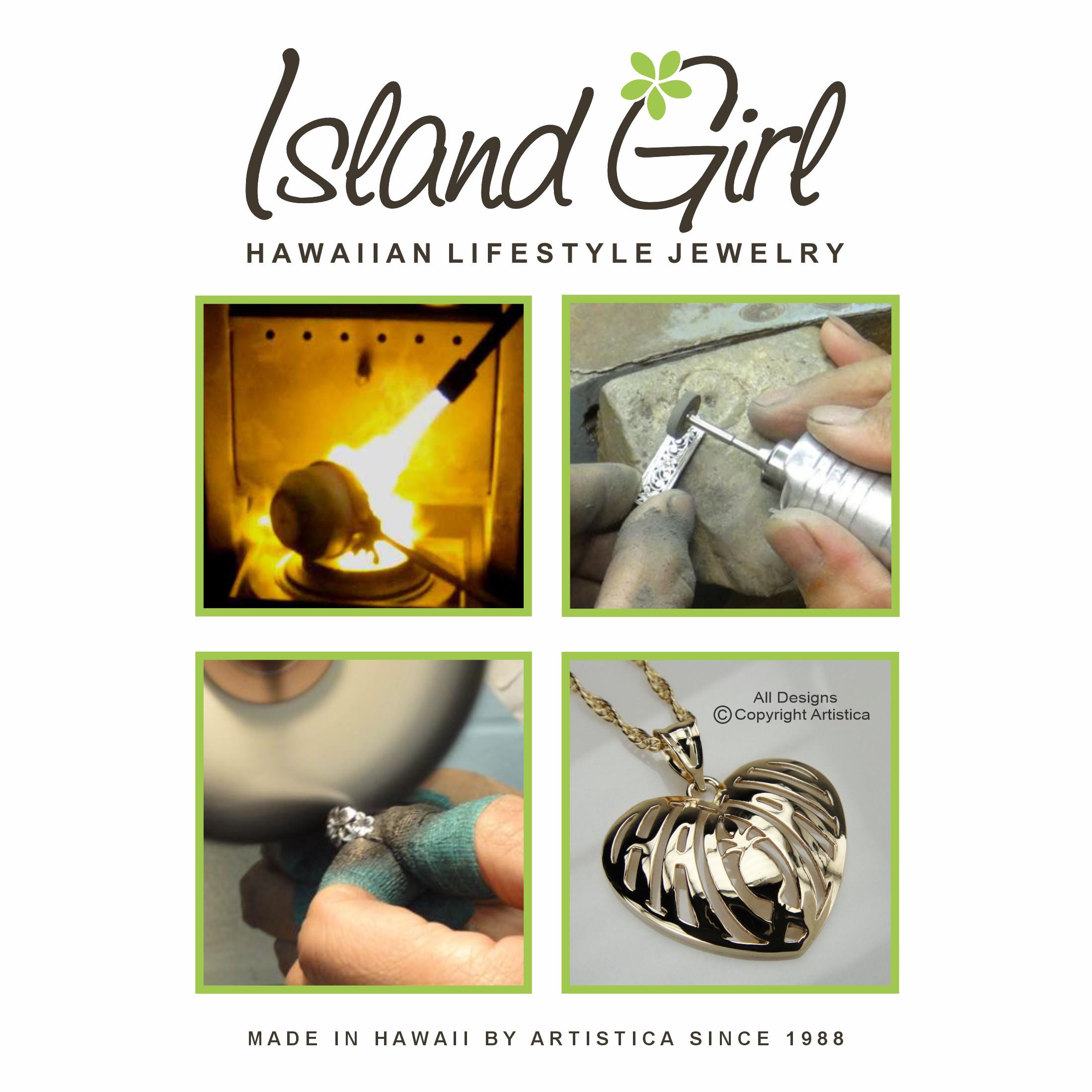 Initial Heart Dome Pendant: Made in Hawaii, 3 Precious Metal Choices ...