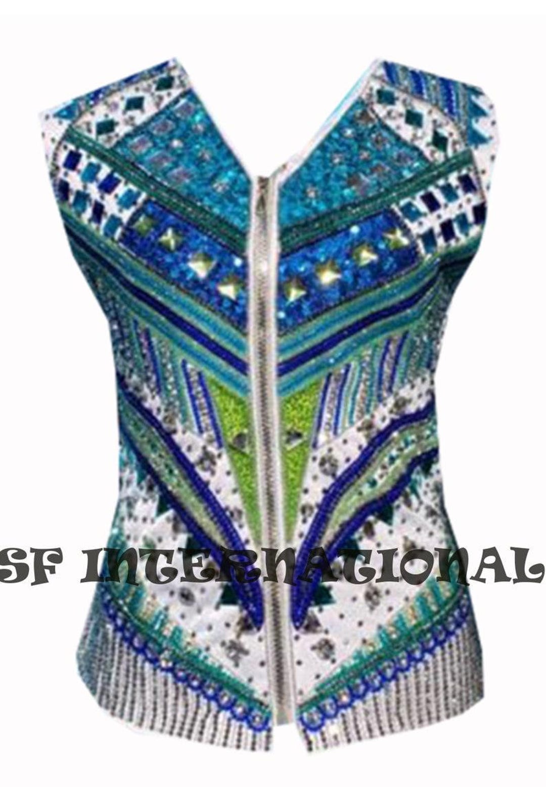 Western Custom Turquoise White Show Vest, Rodeo Queen Dress ...