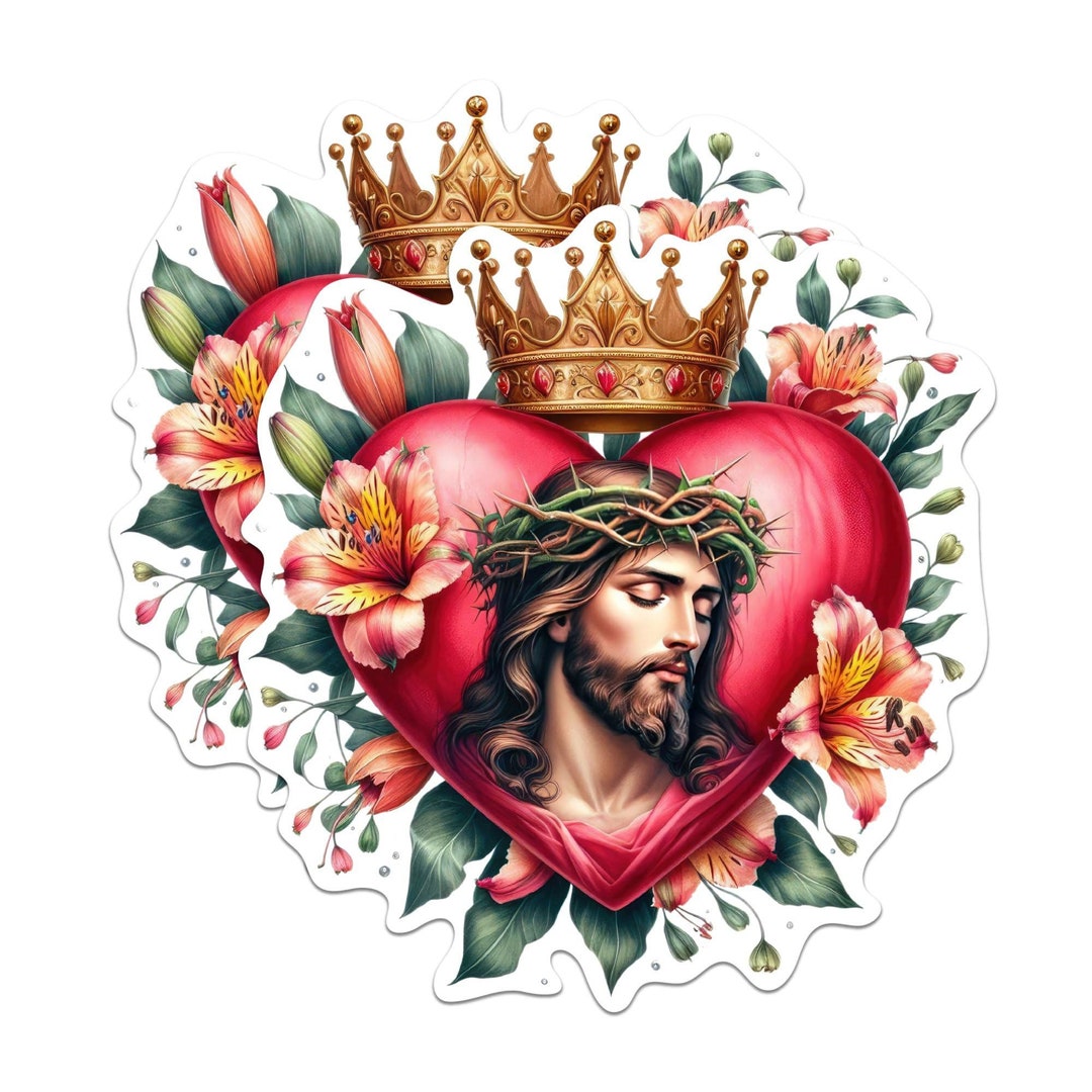 Sacred Heart of Jesus Stickers Jesus King of Hearts Christian Faith 5 2 ...