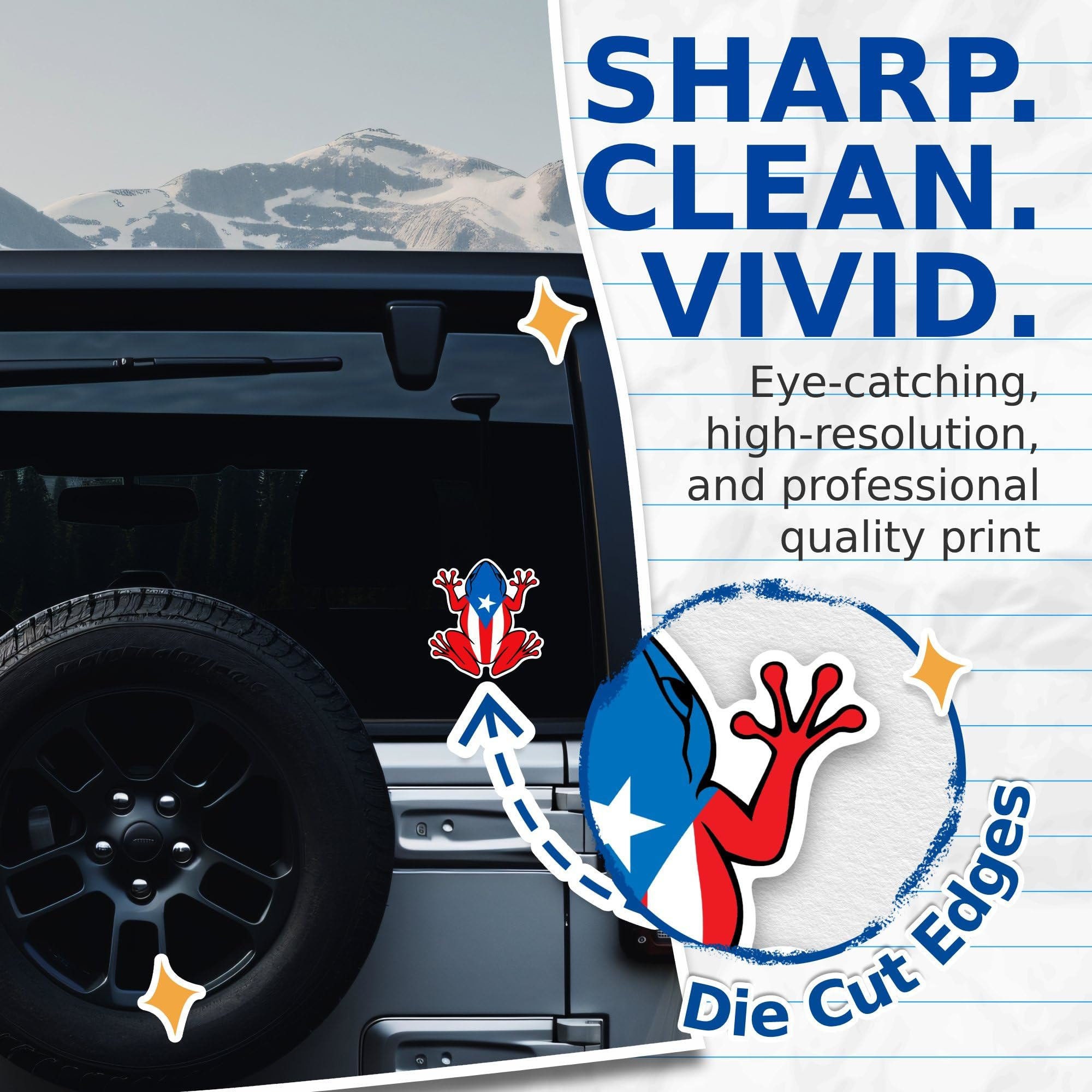 Puerto Rico Flag Sticker, Pack of 2 Stickers, Frog Flag Stickers ...