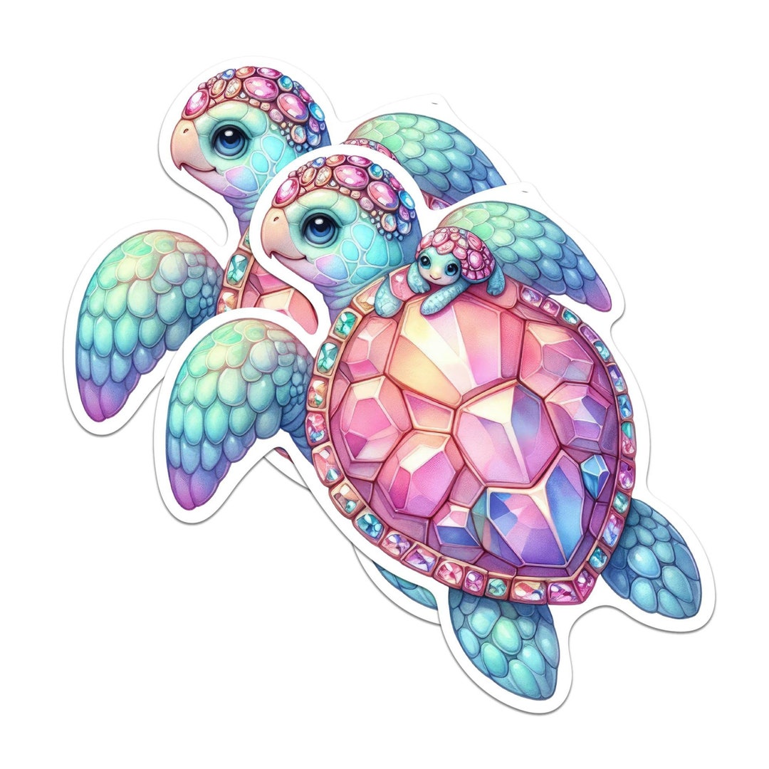 Turtle and Baby Turtle Stickers - Cute Sea Turtle Sticker - Ocean Life ...