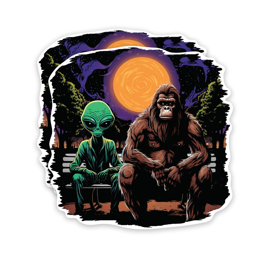 2 Alien Bumper Stickers, Bigfoot Stickers, UFO Stickers, Car Decals ...