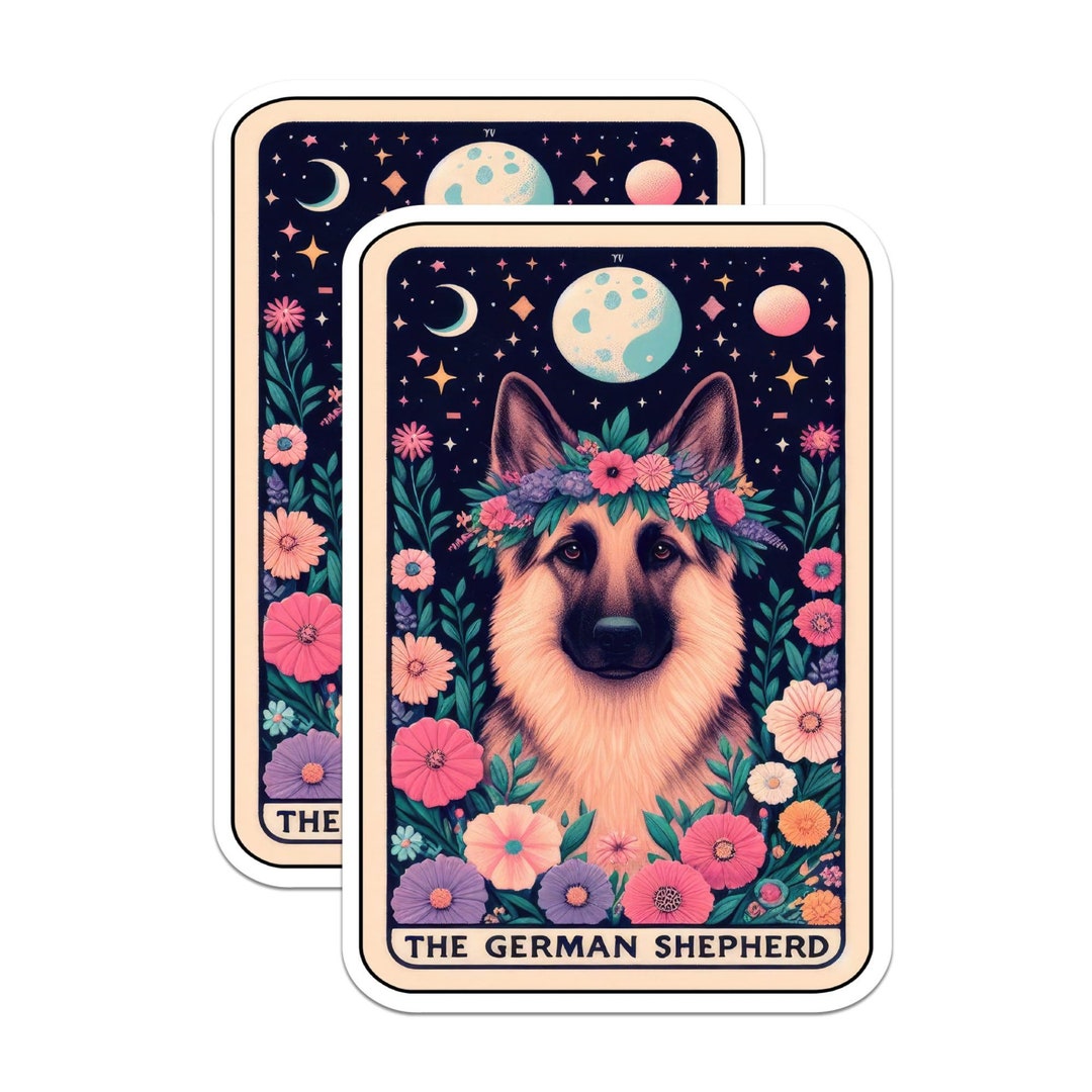 The German Shepherd Tarot Card Stickers, Dog Owner Stickers, Cute ...