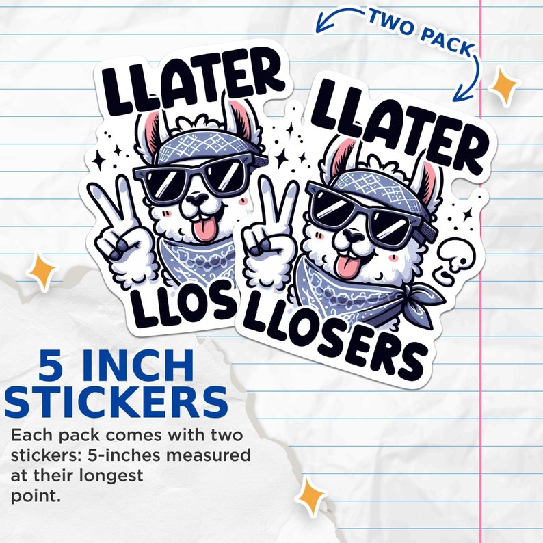 Llater Losers Funny Stickers Punny Llama Jokes Llama Meme Sticker 5 2 ...