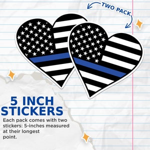 Thin Blue Line Heart Sticker Thin Blue Line Law Enforcement Love Police ...