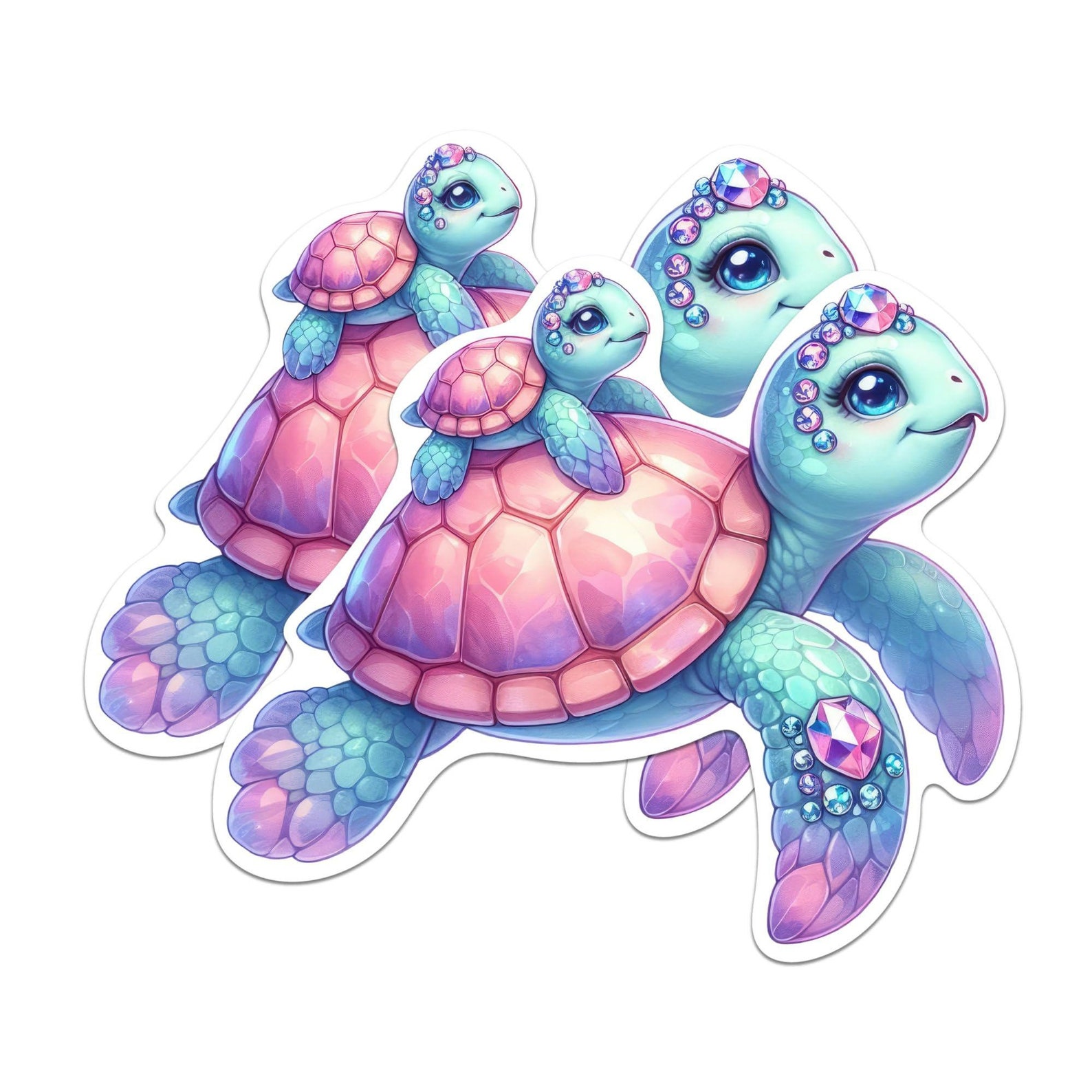 Mama Turtle and Baby Turtle Sticker - Cute Turtle Sea Life Stickers - 5 ...