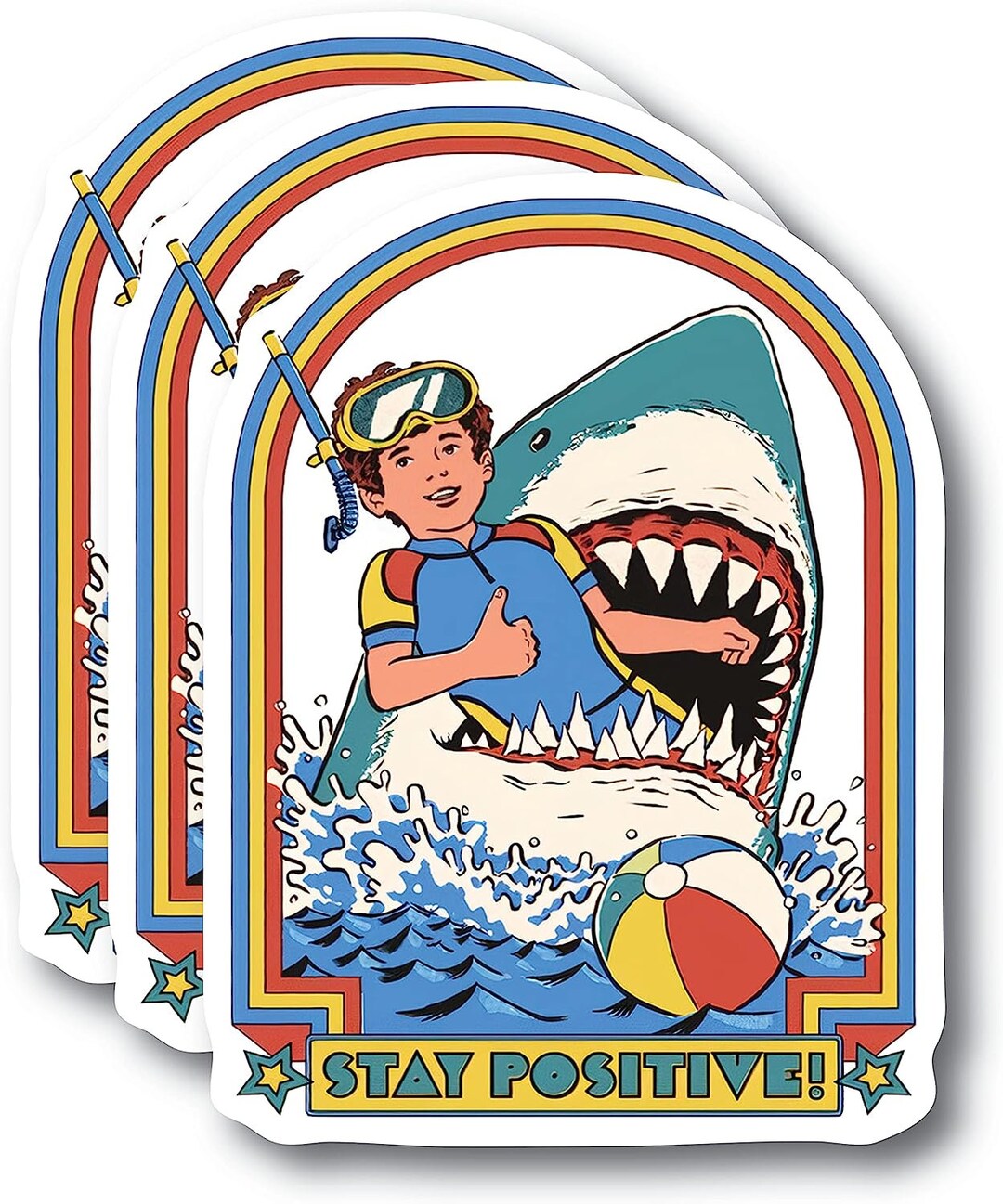 Stay Positive Shark Sticker Funny Positive Inspirational - Etsy