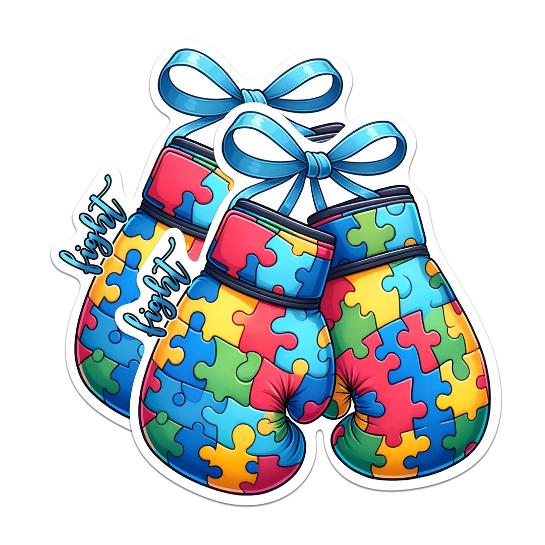 Fight Autism Boxing Gloves Sticker Autism Pride Awareness Sticker 5 2 ...