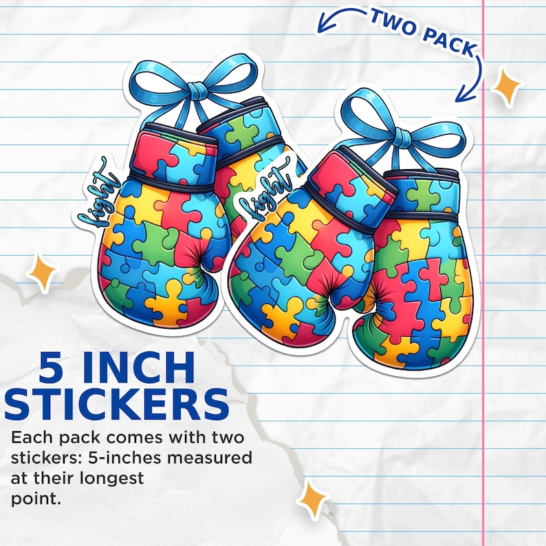 Fight Autism Boxing Gloves Sticker Autism Pride Awareness Sticker 5 2 ...