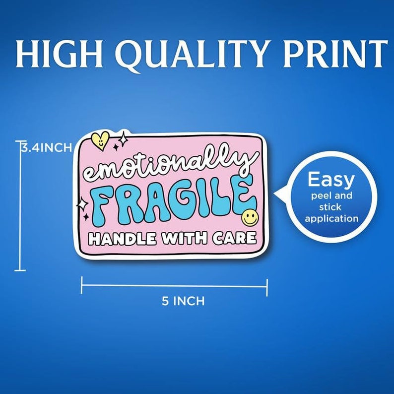 Emotionally Fragile Handle With Care Stickers, Gen Z Stickers, Funny ...