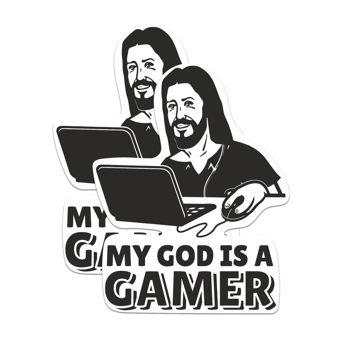 My God is A Gamer Jesus Funny Stickers, 2 Pack Stickers, Video Game ...